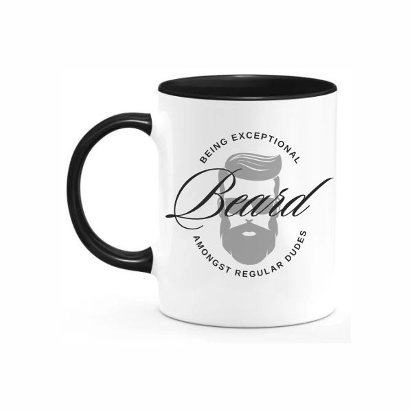 Exceptional Beard Coffee Mug for Men – Sleek Black and White – Premium ...